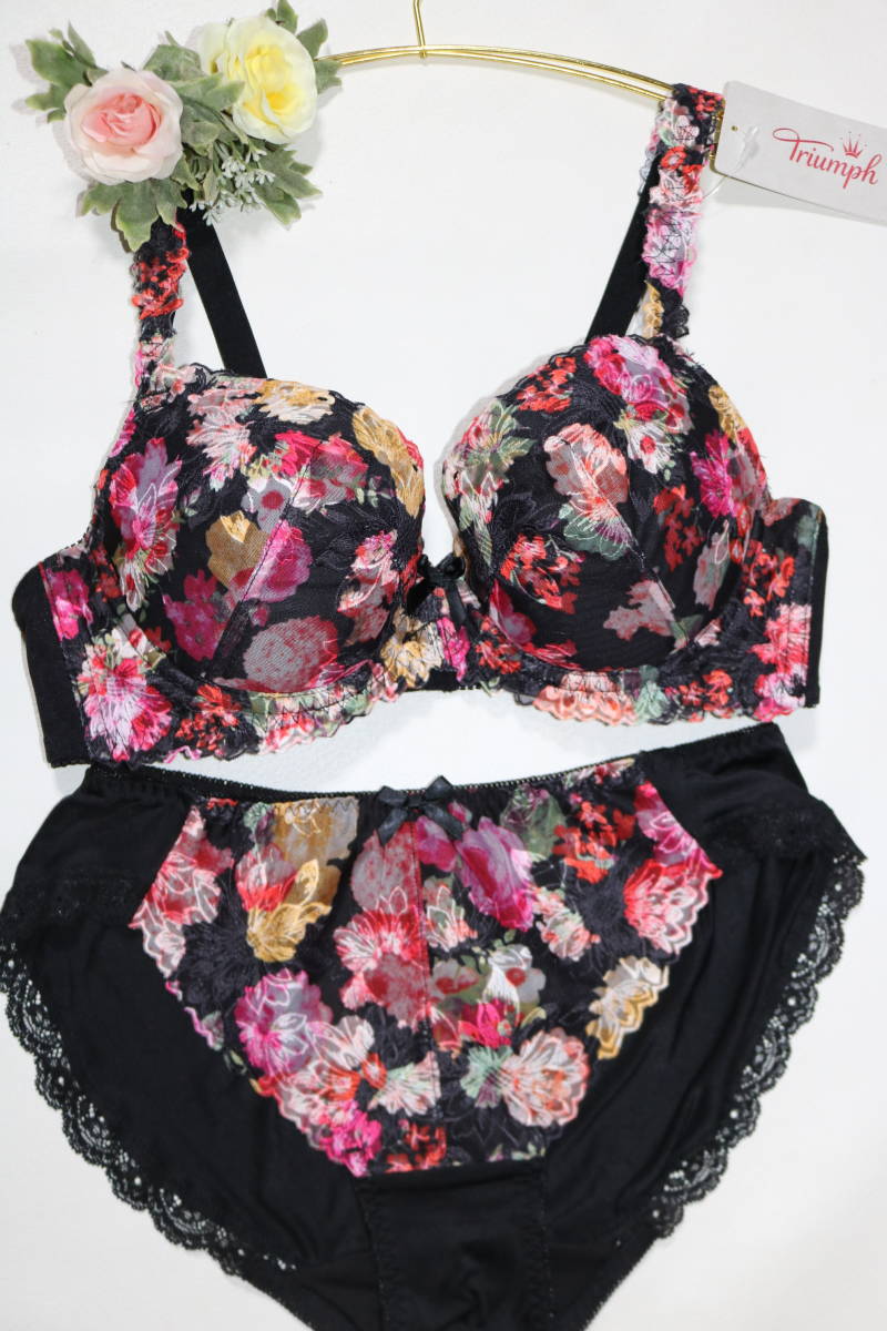 【未使用】C75・L トリンプ AC007 花柄 ブラ＆ショーツ 黒・ブラック 定価5.500円の落札情報詳細 - ヤフオク落札価格検索 オークフリー