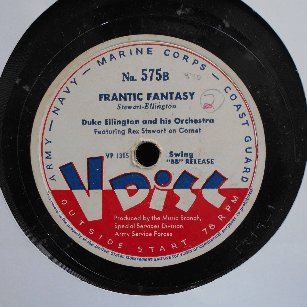 【やや傷や汚れあり】 SP 12 INCH V-DISC COUNT BASIE / DUKE ELLINGTON (V-DISC 575)の ...