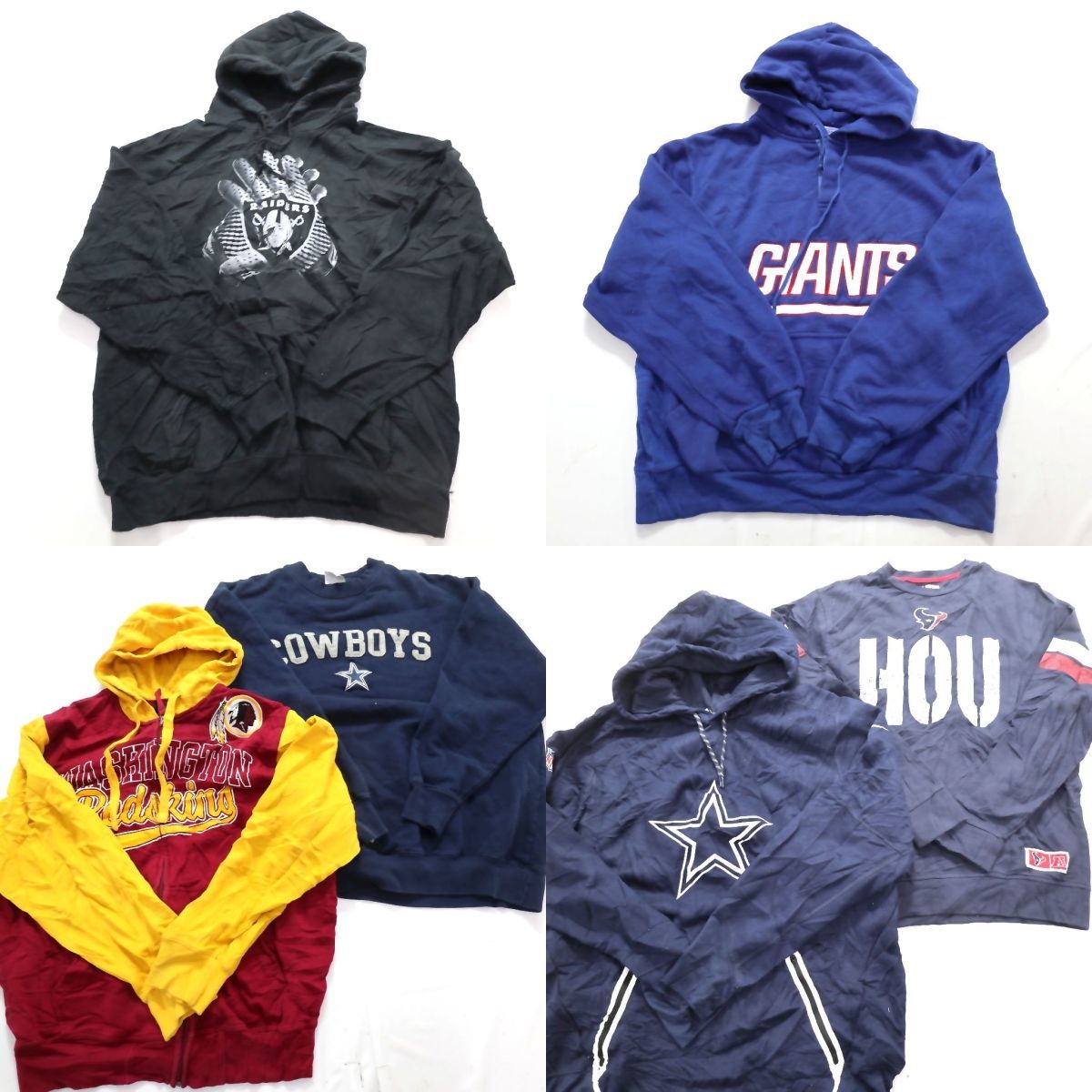 【やや傷や汚れあり】 プロチーム スウェットMIX set レッドスキンズ フード付き 他 (メンズM/L) 6枚セット まとめ売り 古着卸 ...