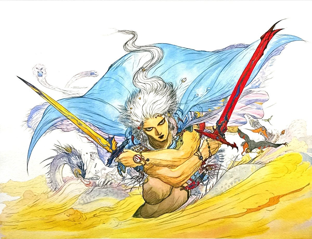 【目立った傷や汚れなし】★天野喜孝★TWIN SWORD★ジクレ★版画作品★人気作家★人気作品★FF3★代表作★ファイナルファンタジー★ツイン ...