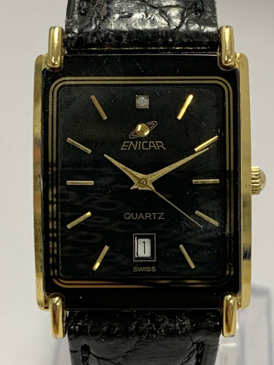 【傷や汚れあり】T463-I45-151 ENICAR エニカ 956.8831M デイト レディース QUARTZ クオーツ 不動 腕時計 ...