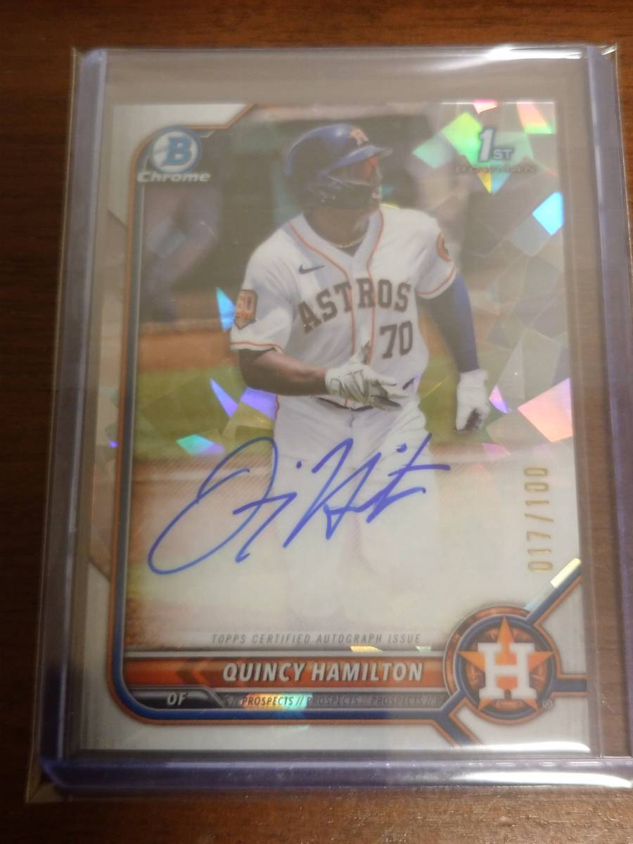 【未使用に近い】2022 Bowman Chrome Quincy Hamilton 1st Autograph Atomic ...
