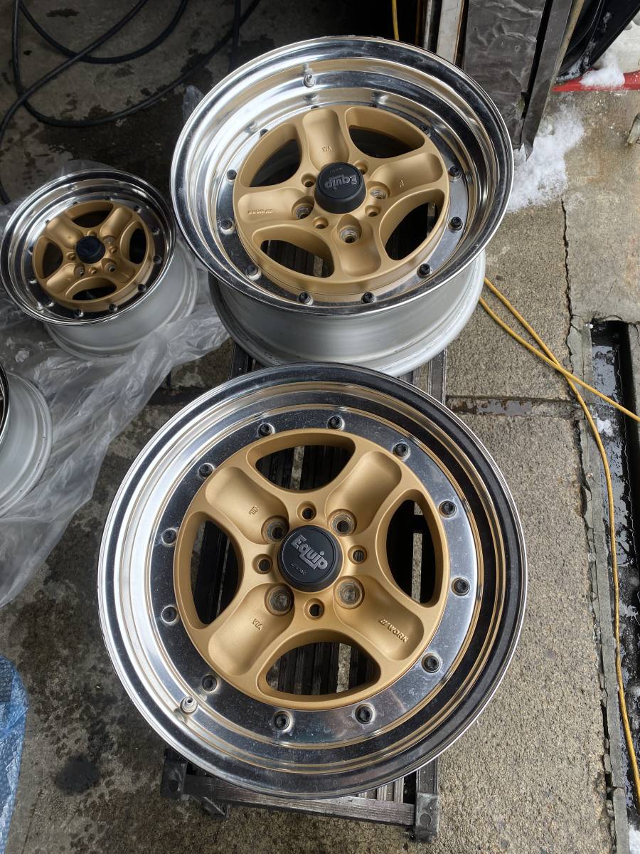 【やや傷や汚れあり】WORK Equip ワーク 15×7.0J+7 15×7.0J+32 PCD100 4穴 アルトに装着してました。1 ...