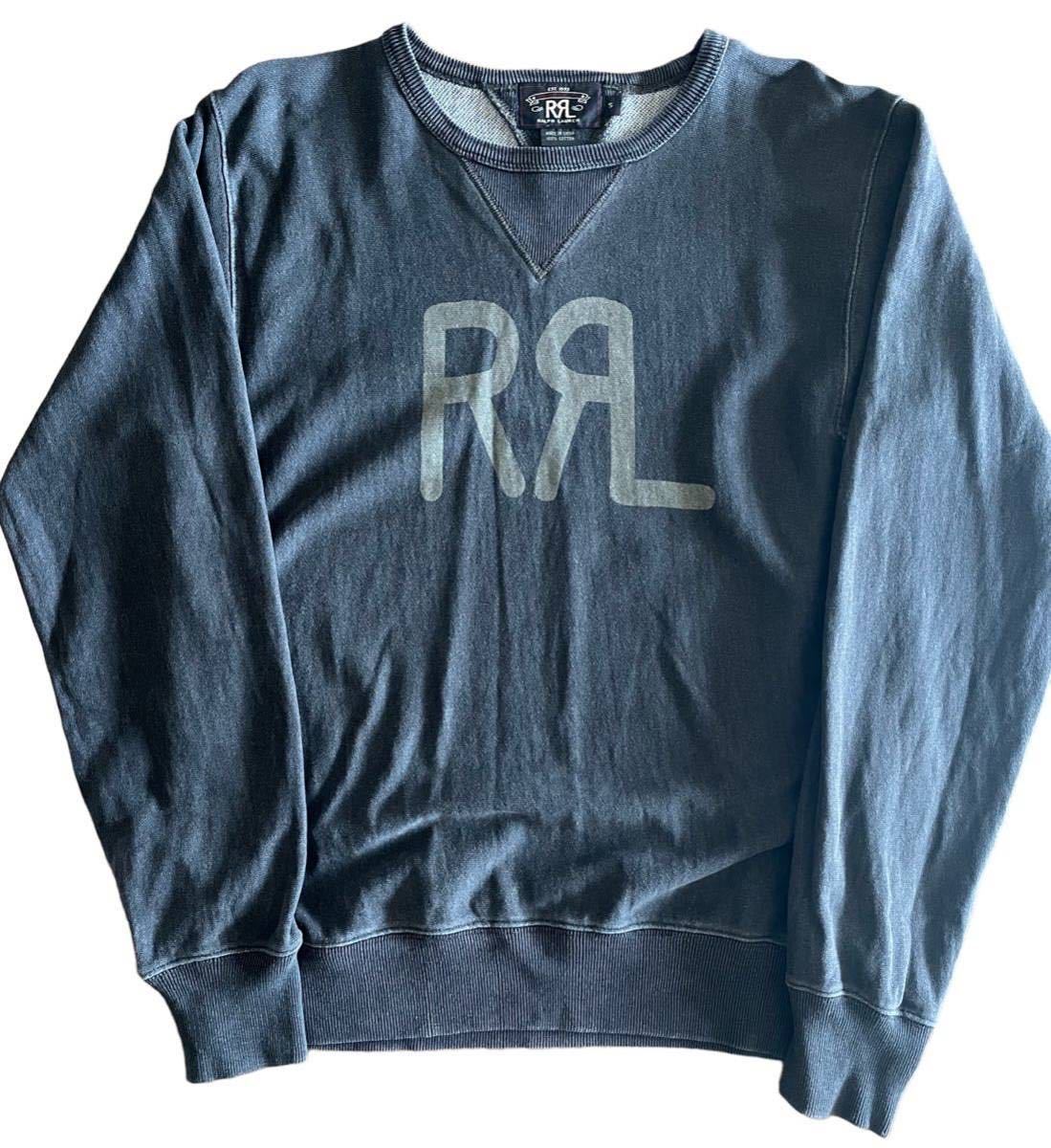 【未使用に近い】【名作】極美品 RRL BRAND LOGO BLACK INDIGO HOODIE ダブルアールエル ブラックインディゴ ...