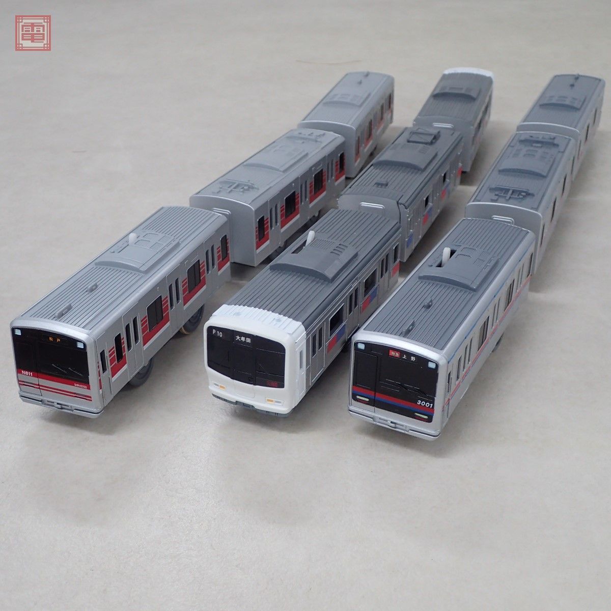 【やや傷や汚れあり】プラレール 新京成電鉄N800形/京成電鉄3000形/811系近郊電車 計3点set 車両のみ 動作確認済 現状品【20の ...