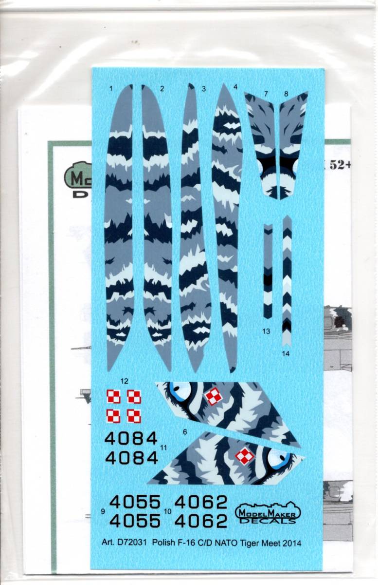 【未使用】1/72 Model Maker Decals モデルメーカーデカールス D72031 Polish Lockheed-Martin F-16C/F-16D NATO Tiger ...
