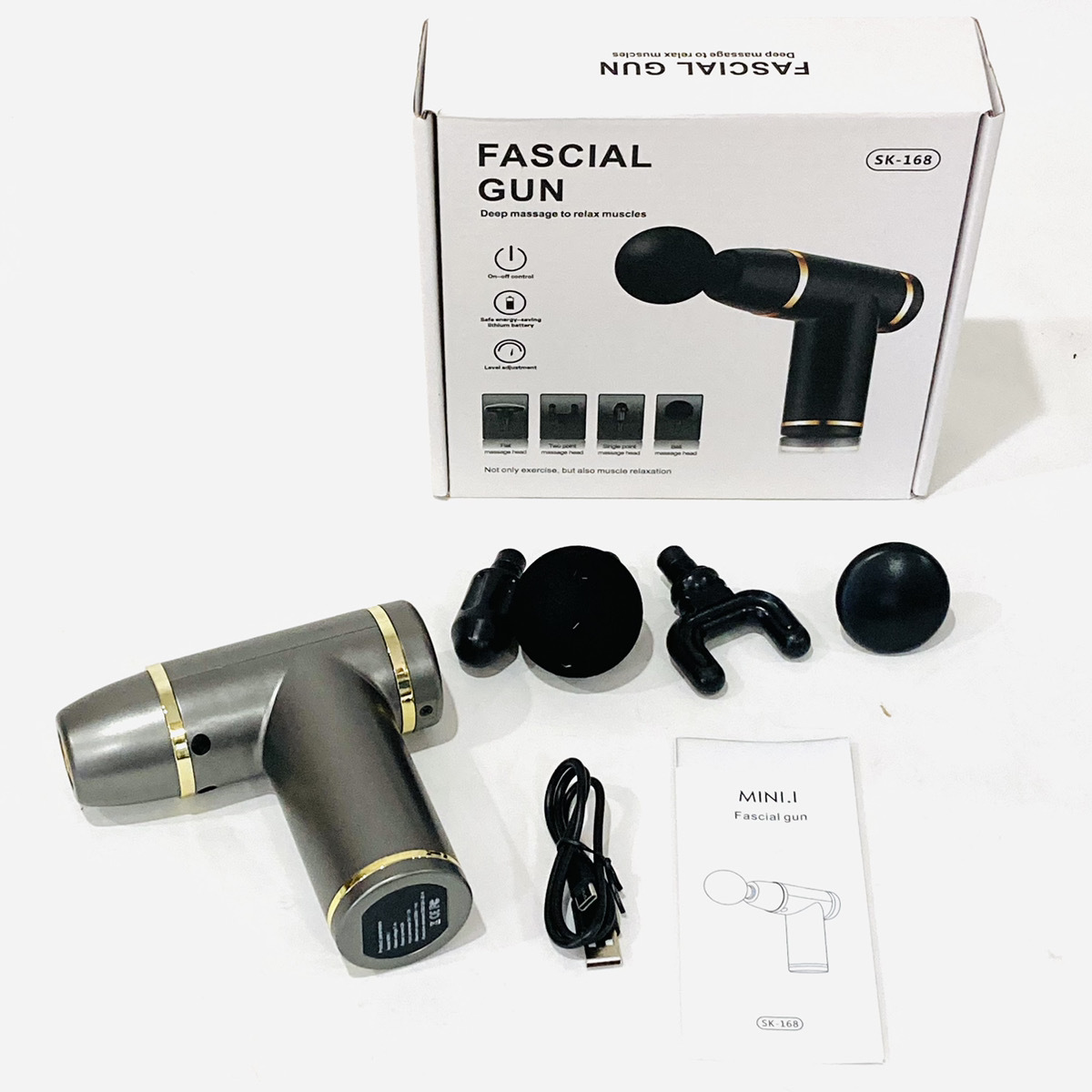 【未使用に近い】【T207】FASCIAL GUN マッサージガン 筋膜リリース マッサージャー 電動マッサージ器 SK-168 リラクゼーション 美容 健康 外箱付き ③の落札情報詳細 ...