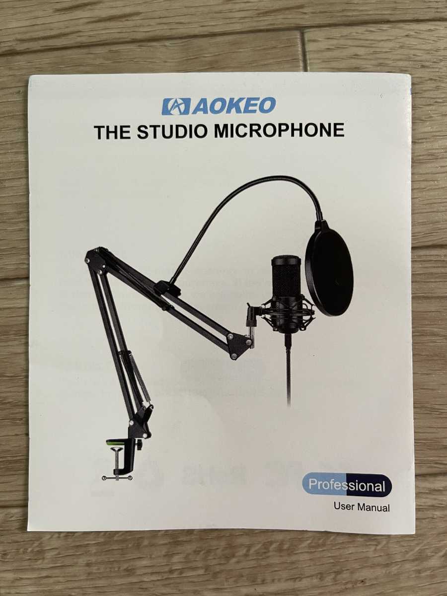 【未使用に近い】Aokeo AK-60 プロフェッショナルコンデンサーマイク 音楽スタジオ MIC ポッドキャスト録音マイクキット スタンド ...