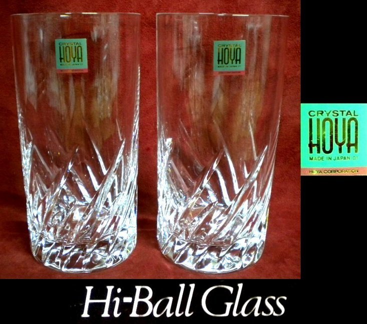 【未使用】売切 HOYA クリスタル F7カット ハイボールグラス 容量260cc 2客組 重量265g、 底厚 12mm 口元厚：1.5mm D/F 寸法φ上61/下58×H126mmの落札 ...