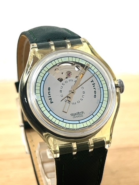 【やや傷や汚れあり】1円～ 稼働品 スウォッチ Swatch AUTOMATIC 自動巻き デイト スケルトン 裏スケ 腕時計 黒系文字盤 ブルー 青 男女兼用 ラバーベルトの落札情報詳細 ...