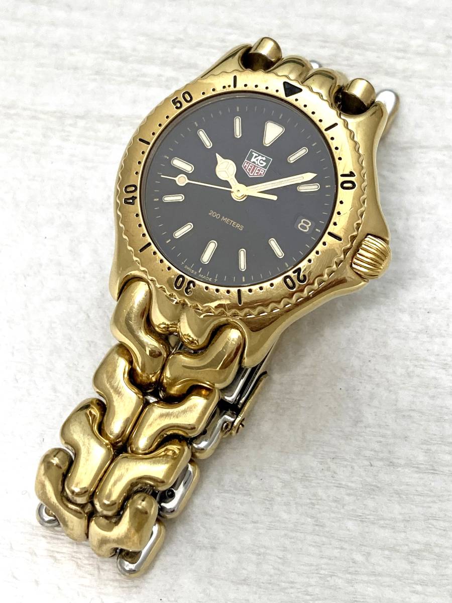 【傷や汚れあり】タグホイヤー S94.313M メンズタイプ クオーツ 実働 中古品 ゴールドタイプ ブレス付き 200M 黒文字盤 TAG HEUER SWISS MADEの落札情報詳細 ...
