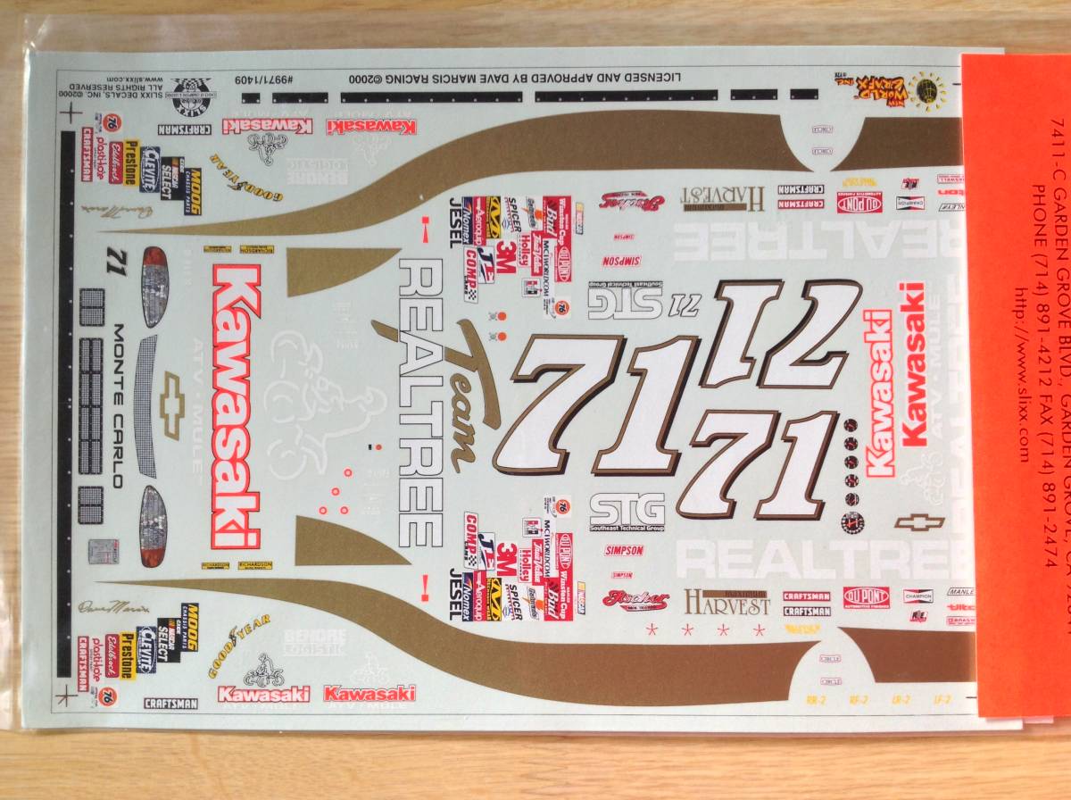 【未使用】スリックス 1/24 #71 REALTREE/Kawasaki "Dave Marcis" MONTECARLO NASCAR ...