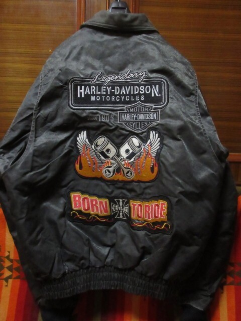 【目立った傷や汚れなし】Harley-Davidson 90s ビンテージ 襟 レザー ポリスマン ジャケット ハーレーダビッドソン ライダース フライト MA1 A2 ハーレー 80sの落札 ...