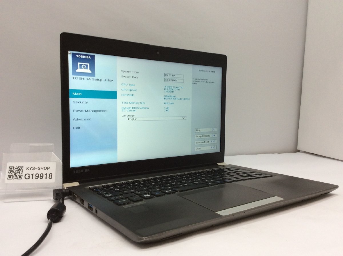 【傷や汚れあり】ジャンク/ TOSHIBA dynabook R63/M PR63MTC4447AD11 Intel Core i5-8250U メモリ8.19GB SSD256.06GB ...