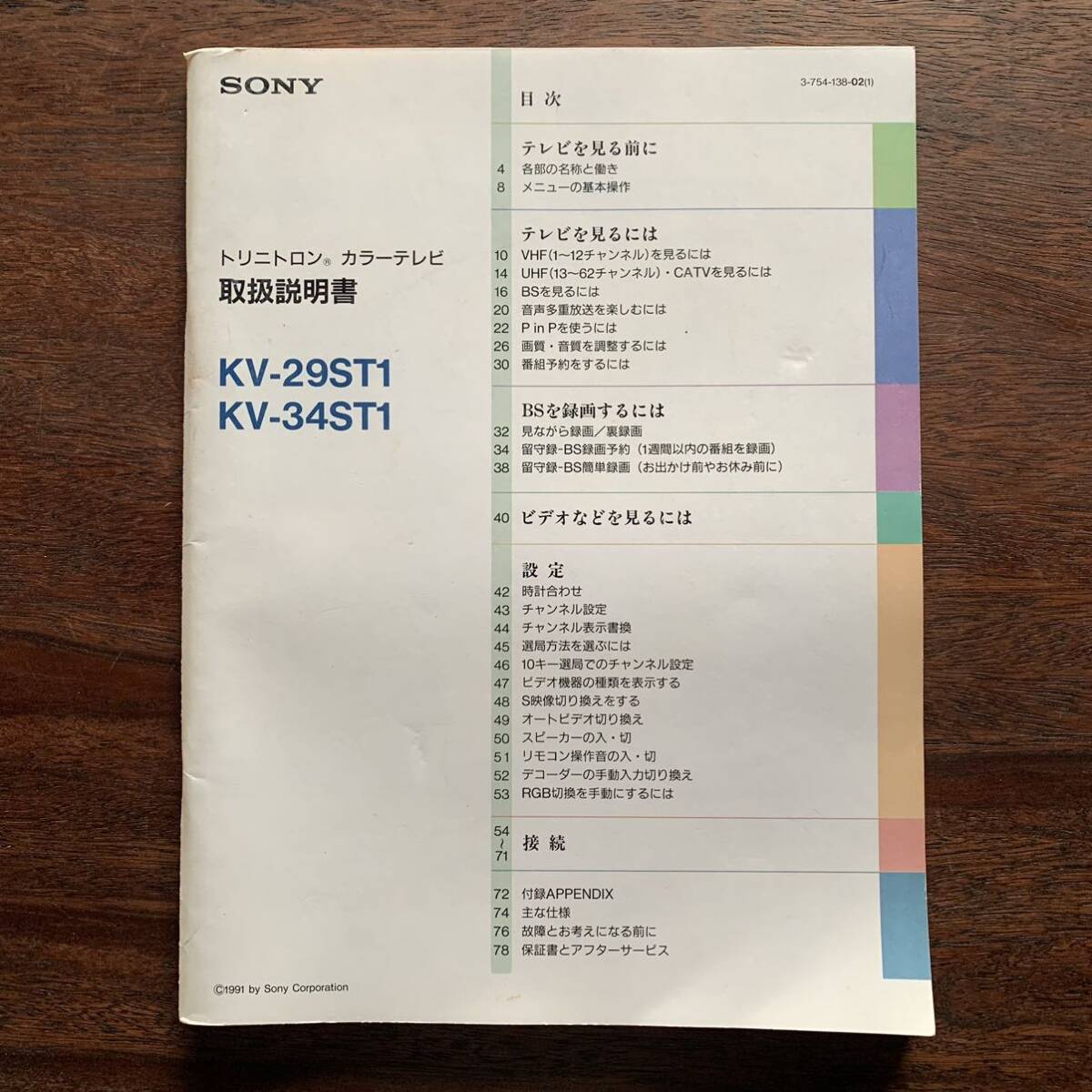【やや傷や汚れあり】 SONY トリニトロン カラーテレビ KV-29ST1 KV-34ST1 取扱説明書の落札情報詳細 - Yahoo ...