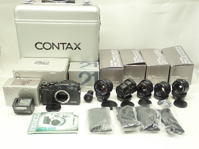 【未使用】【希少/未使用開封品】CONTAX コンタックス G2 Black SET (21mm/28mm/35mm/45mm/90mm) レンズ5本 + ストロボ TLA200 ケース付 ¶ ...