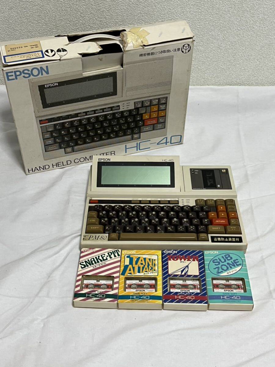 【傷や汚れあり】希少 ハンドヘルドコンピューター EPSON エプソン HC-40 HAND HELD COMPUTER レトロ ゲームソフト カセット付き マイクロカセット パソコンの落札 ...