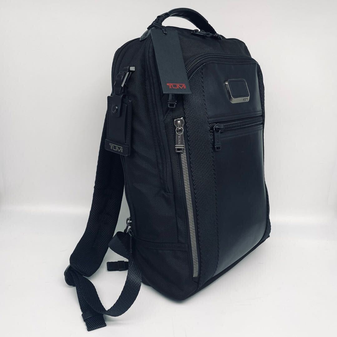 【目立った傷や汚れなし】1円~【極美品】 TUMI トゥミ ALPHA BRAVO デイビス メンズ ビジネスバッグ リュックサック バックパック レザー バリスティック A4/PC可 黒の ...