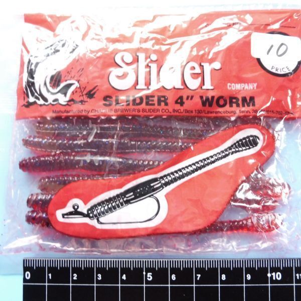 【未使用に近い】610284 スライダーワーム 4インチ 10本 チャーリー ブリューワーズ CHARLIE BREWER'S SLIDER ...