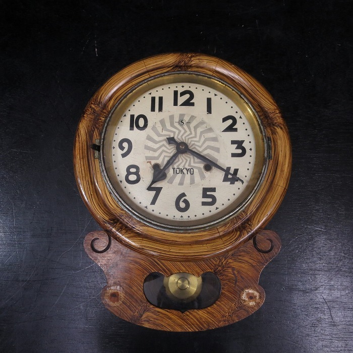 【やや傷や汚れあり】1 動画あり TUKYO TACHIMOTO CLOCK 舘本 壁掛け 振り子ボンボン時計 手巻き ゼンマイ巻鍵付 動作品 ...