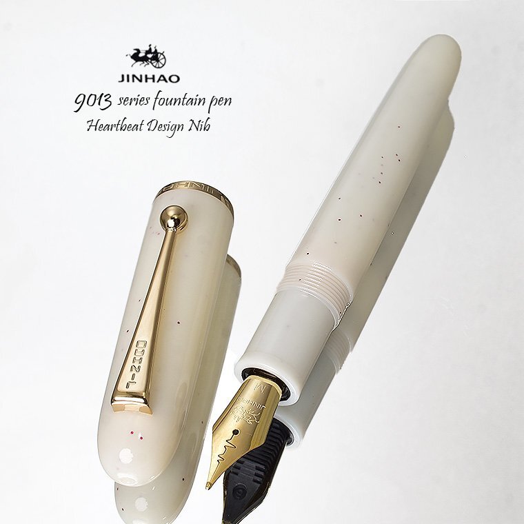 【未使用】 万年筆【JINHAO/金豪】9013 DADAO 中軸 サマーレッド 白 ラメ アクリル軸 ハートビートデザイン M中字 両用式 新品 1円～/JH172WH-Mの落札情報詳細 ...