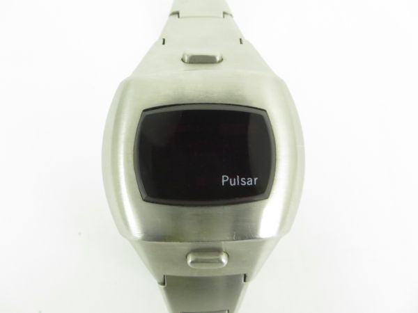 【やや傷や汚れあり】Pulsar パルサー Time Computer タイムコンピューター 時計 クオーツ LED お洒落な シルバーカラー ...
