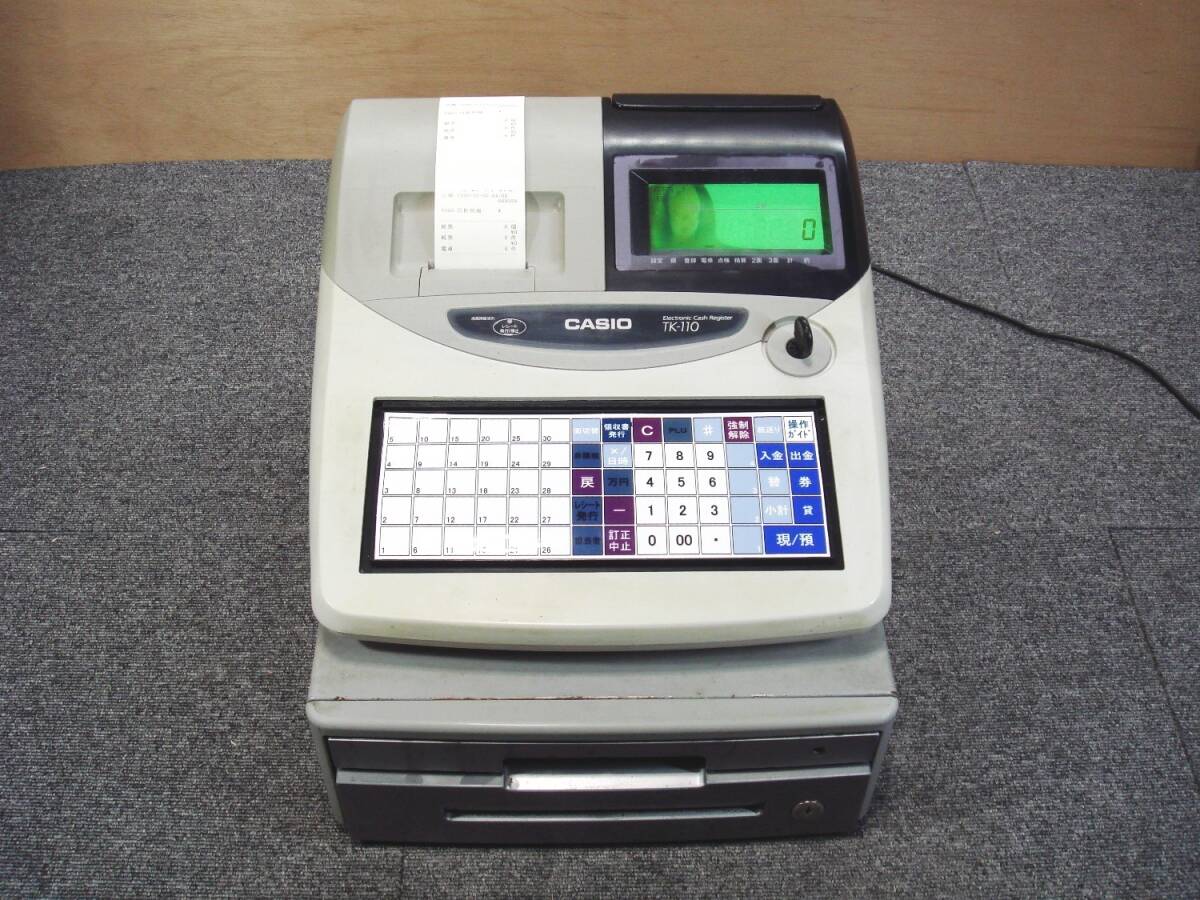 【やや傷や汚れあり】CASIO カシオ 電子 レジスター TK-110 業務 店舗 用品 レジ 会計 鍵 キーの落札情報詳細 - ヤフオク落札価格検索 オークフリー