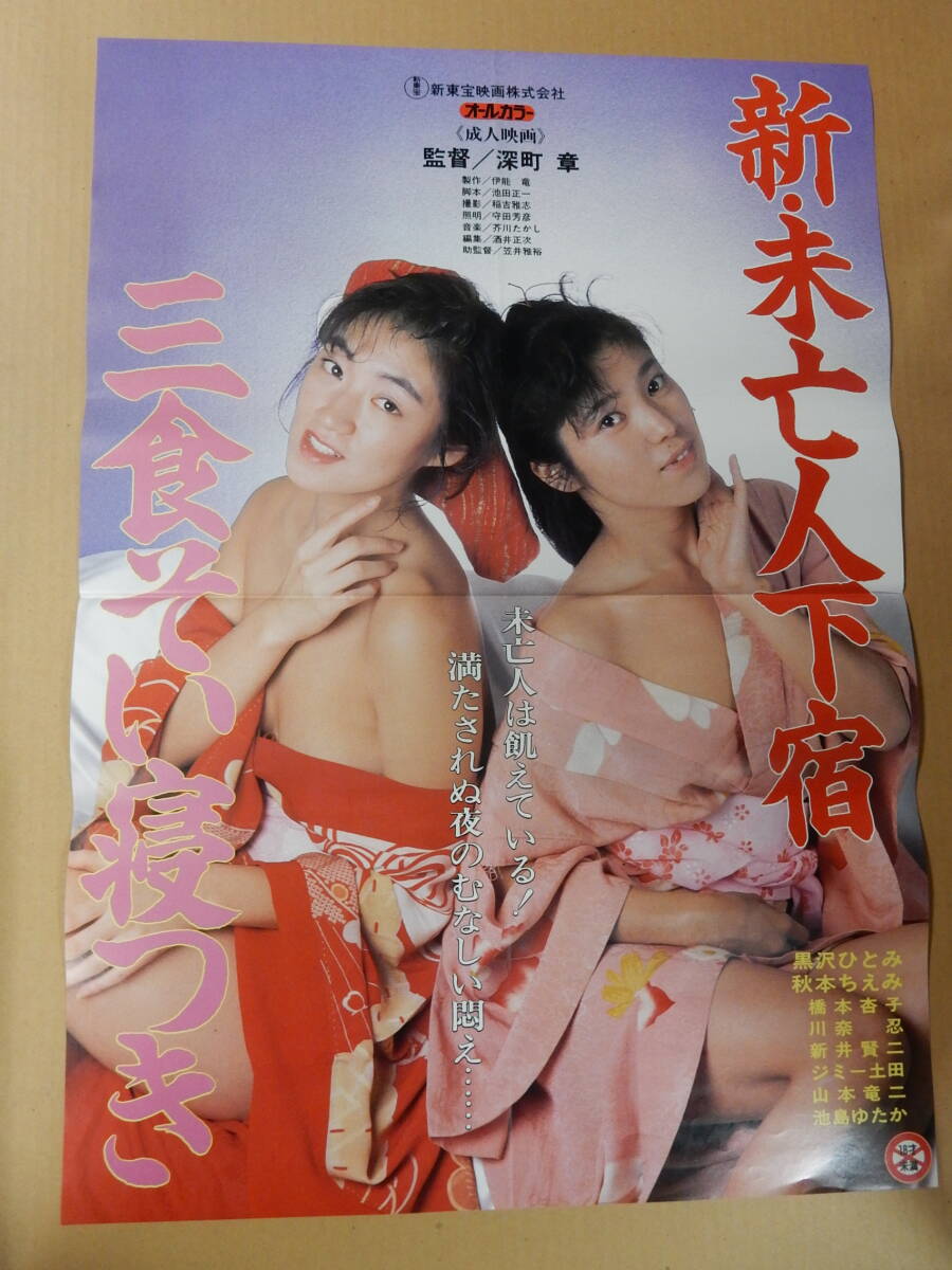 【目立った傷や汚れなし】ピン穴なし B2判劇場版ポスター「新・未亡人下宿 三食そい寝つき」黒沢ひとみ/秋本ちえみ 1987年 新東宝 ピンク成人映画日活ロマンポルノの落札情報詳細 ...