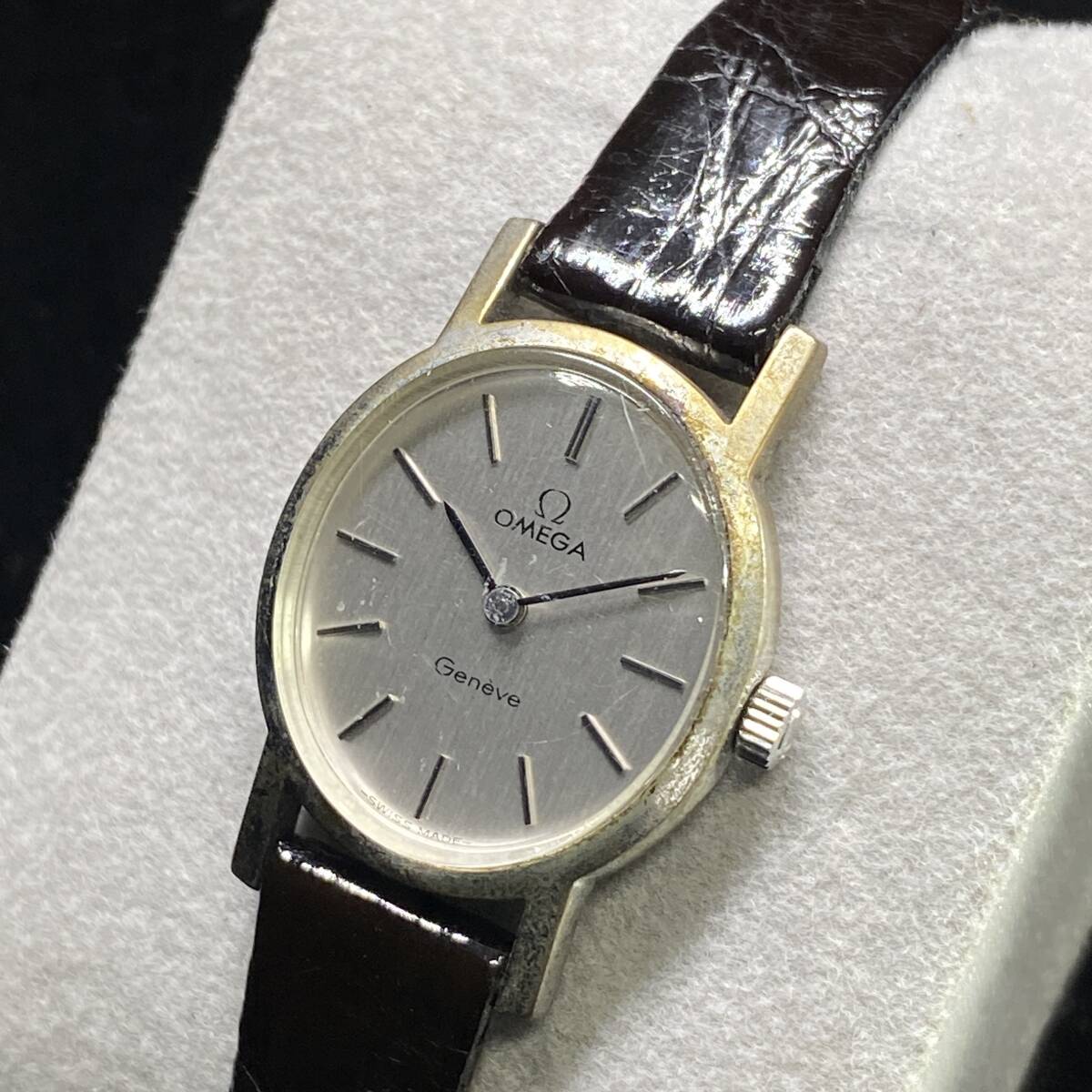 【やや傷や汚れあり】1円～ 6T60560924 OMEGA オメガ Geneve ジュネーブ オーバル Ref.511.0411 Cal.625 手巻き レディース 腕時計 純正ベルト 稼働 ...