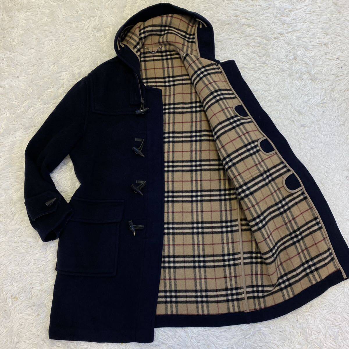 【目立った傷や汚れなし】【希少】Burberry London バーバリーロンドン ダッフルコート ネイビー M〜L相当 メンズ チェーン ノバチェック フード コート ロング丈の落札情報詳細 ...