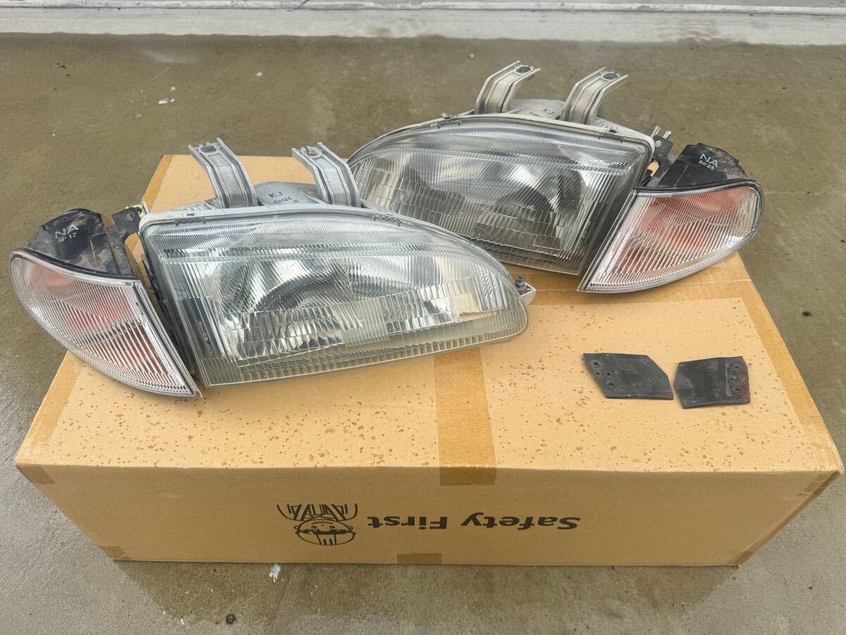 【やや傷や汚れあり】EG6 シビック 純正ヘッドライト 純正コーナーレンズ 左右セット STANLEY スタンレー honda civic eg3 eg4 eg5 ej1 jdm usdmの ...