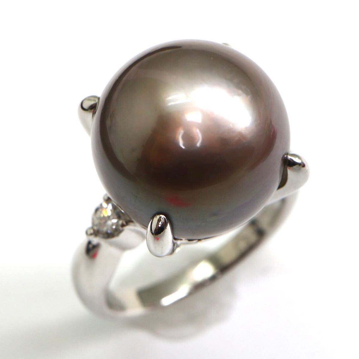 【目立った傷や汚れなし】1円〜!!豪華!!大珠!! Pt900 天然ダイヤモンド/南洋黒蝶真珠リング D 約13.2g 約12.5号 パール pearl diamond ring指輪 ED7 ...