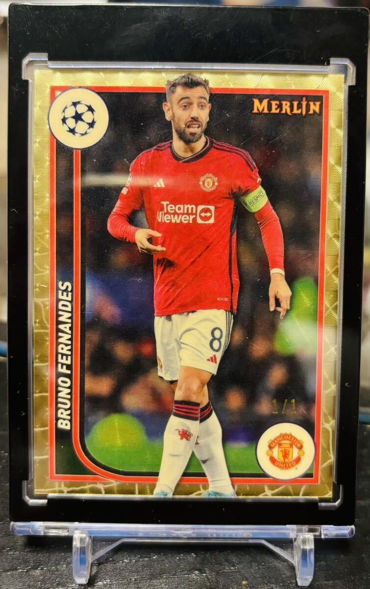 【未使用に近い】【Bruno Fernandes】 1/1! Super Refractor 2023-24 Topps Merlin UCL ...