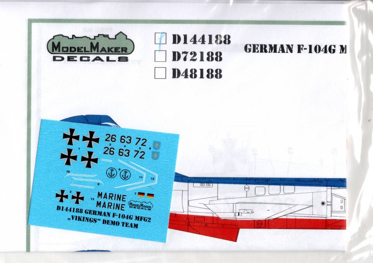 【未使用】1/144 Model Maker Decals モデルメーカーデカール D144188 German Lockheed F ...