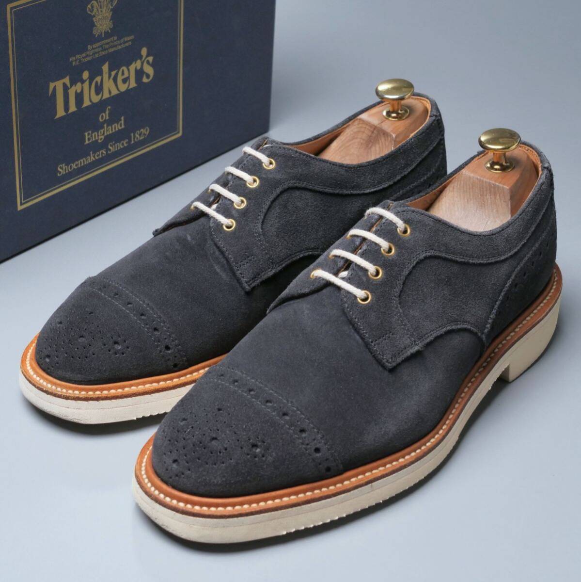 美品 Tricker’s トリッカーズ ダービーブーツ Uチップ UK8.5 27cm M5192 フィッティング5 ブラウン レザーソール ...