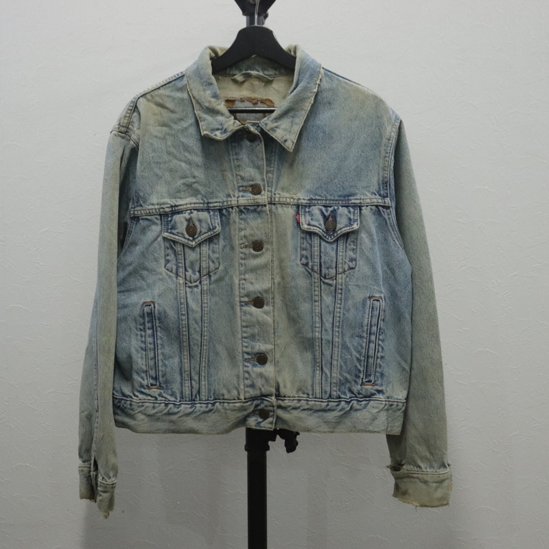 【傷や汚れあり】N893 2001年製ビンテージ リーバイス LEVIS 77741 デニムジャケット 00s 表記Lサイズ ブルー アメカジ ...