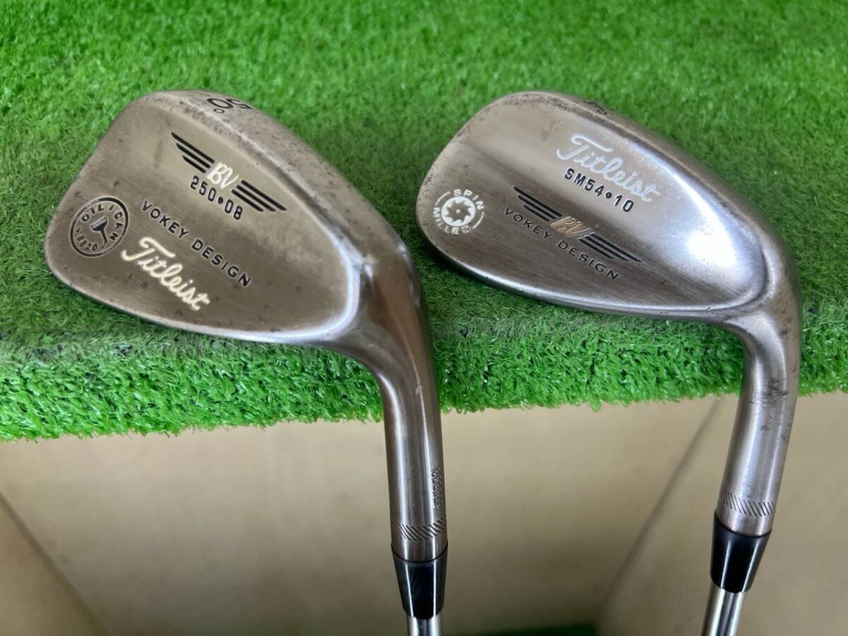 【傷や汚れあり】【ウェッジ2本セット】Titleist VOKEY DESIGN OILCAN/SPIN MILLED 250・08/SM54・10 50度/54度 N.S.PRO LIGHT ...