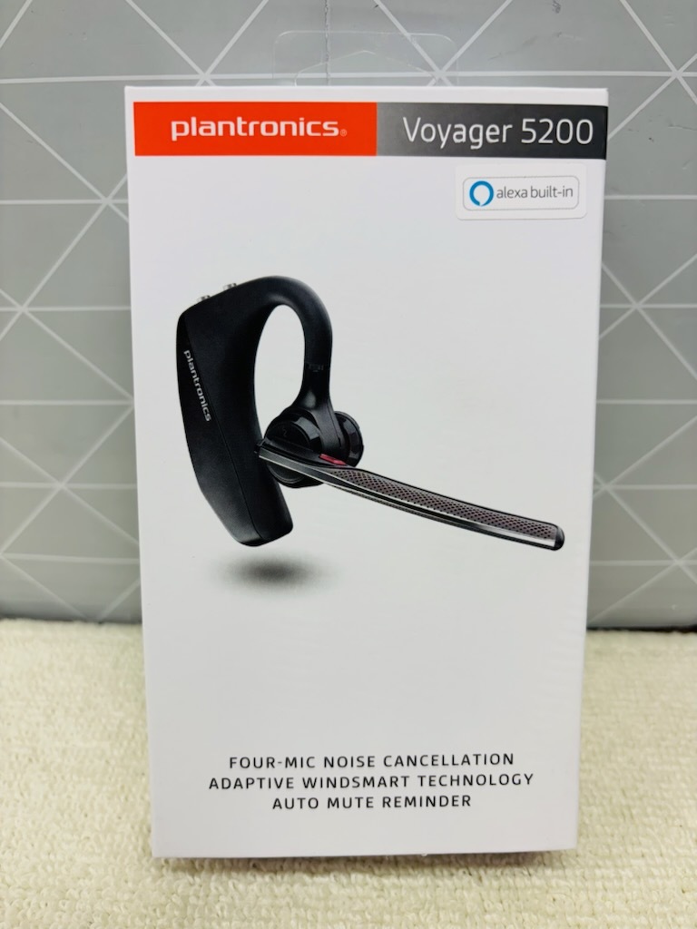 【やや傷や汚れあり】E515 美品 動確済 poly plantronics プラントロニクス Bluetooth ワイヤレスヘッドセット Voyager 5200 NEW テレワーク ...