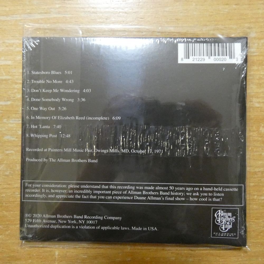 【やや傷や汚れあり】821229000202;【CD】ALLMAN BROTHERS BAND / THE FINAL NOTE(紙ジャケット仕様) ABBR-00020の落札情報詳細 ...