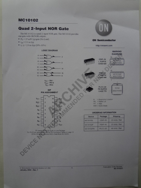 【未使用】Motorola製 MC10102L(Quad 2-Input NOR Gate) 2個セットの落札情報詳細 - Yahoo!オークション落札価格検索 オークフリー