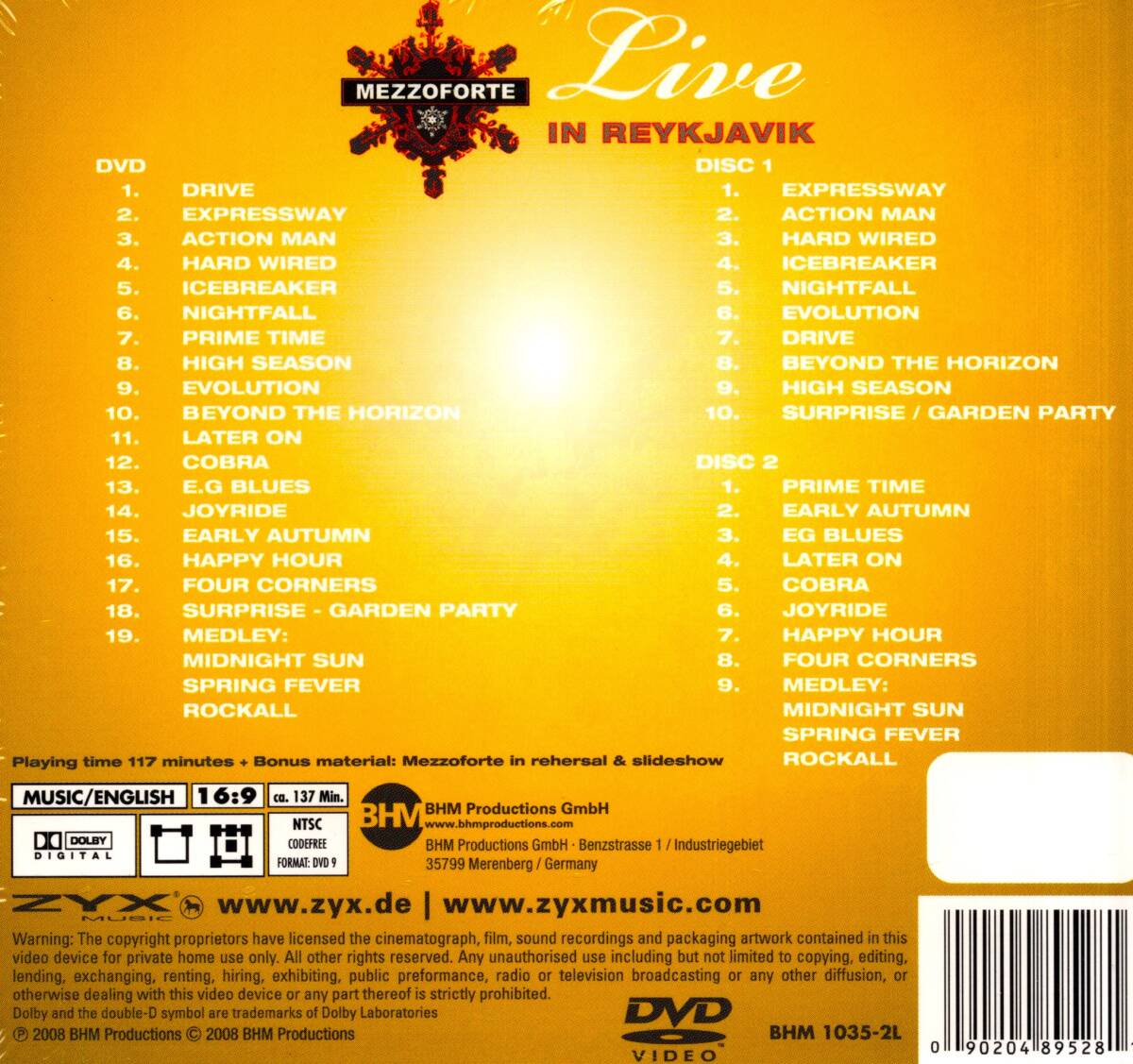 【未使用】新品未開封ドイツ廃盤2CD+DVD☆メゾフォルテ／MEZZOFORTE LIVE IN REYKJAVIK DELUXE EDITION（BHM 1035-2L） DVD付き2枚組 ...