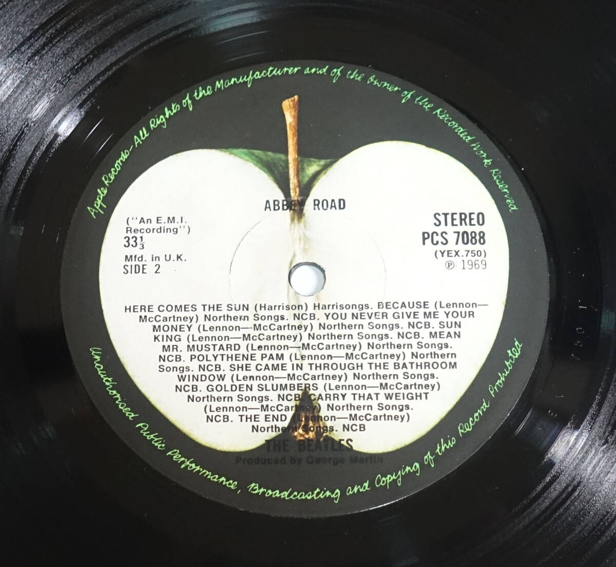 【やや傷や汚れあり】UK Original 初回 APPLE PCS 7088 Abbey Road / The Beatles MAT: 2 ...