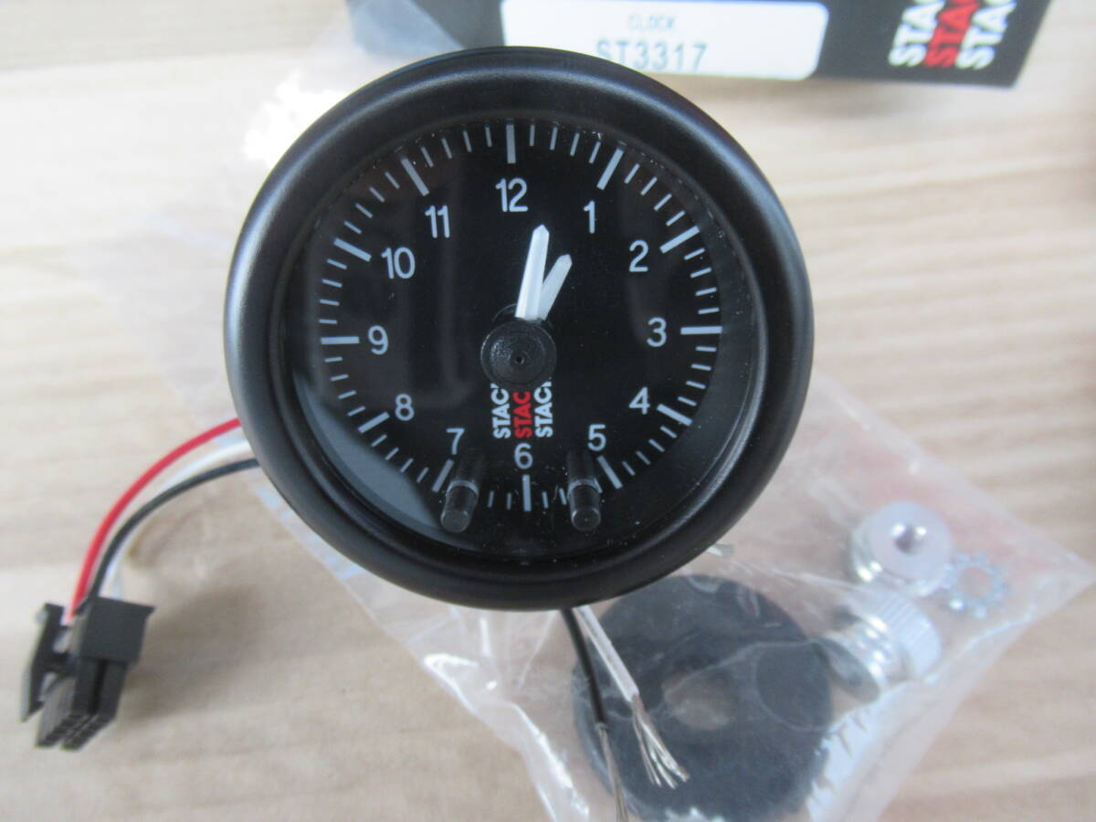 【目立った傷や汚れなし】スタック STACK ST3317 CLOCK Φ52 時計 ウォッチ 中古美品 レア物 ハコスカ S30Z サニー サニトラ AE86 KP61 セリカ レビン ...
