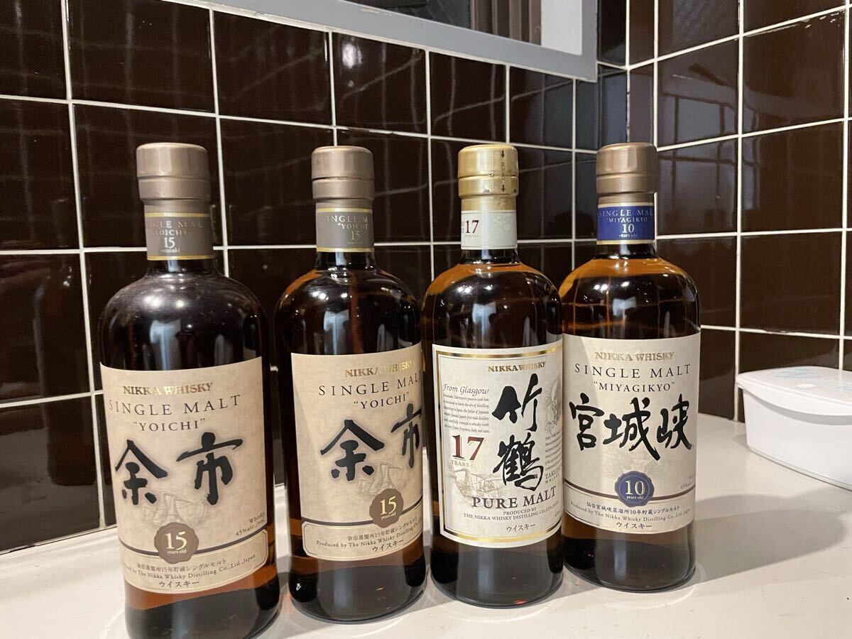 【未使用に近い】NIKKA WHISKY ニッカ ウイスキー ピュアモルト余市15年竹鶴17年宮城峡10年4本飲み比べセットの落札情報詳細 - Yahoo!オークション落札価格検索 オークフリー