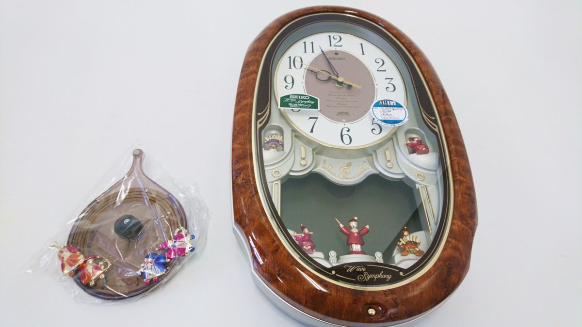 [美品] セイコー SEIKO 電波クロック ウェーブシンフォニー RE556B 掛時計 からくり 電波時計 説明書、箱付き 価格52,500 ...