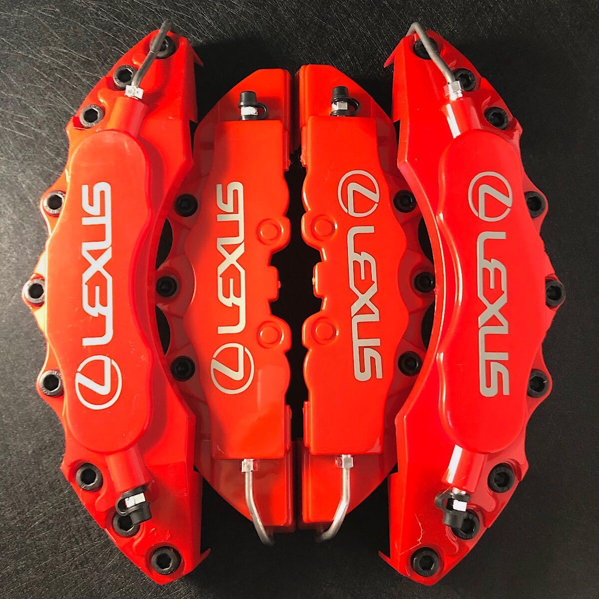 【新品】【金属ボルト】LEXUS キャリパーカバー レクサス 赤 レッド×ブラック ブレーキ 4個1台分 LMサイズ LS GS IS ES ...