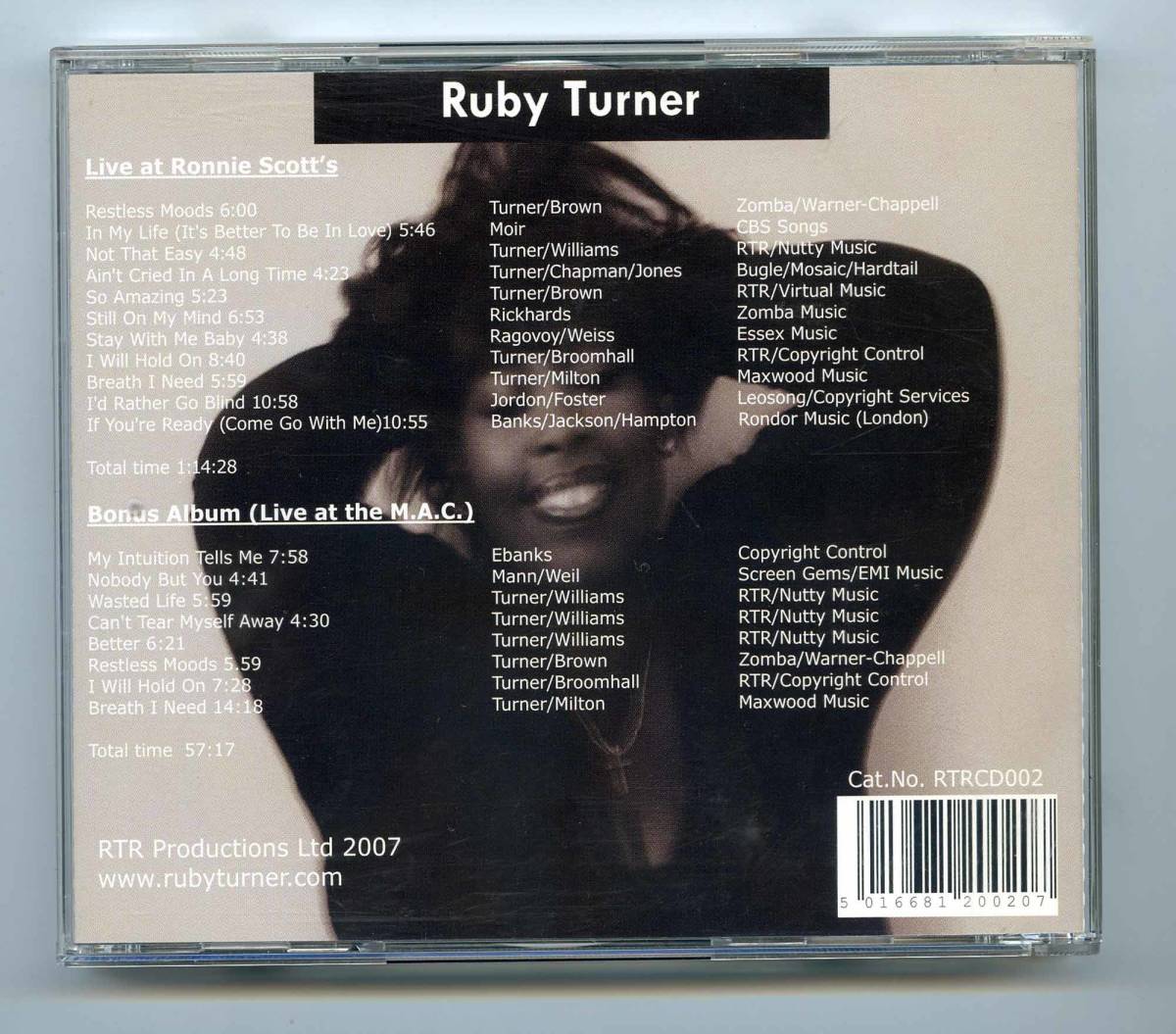 【未使用に近い】Ruby Turner（ルビー・ターナー）2CDセット「Live at Ronnie Scott's」UK盤 RTRCD002の落札情報詳細 - Yahoo!オークション落札 ...