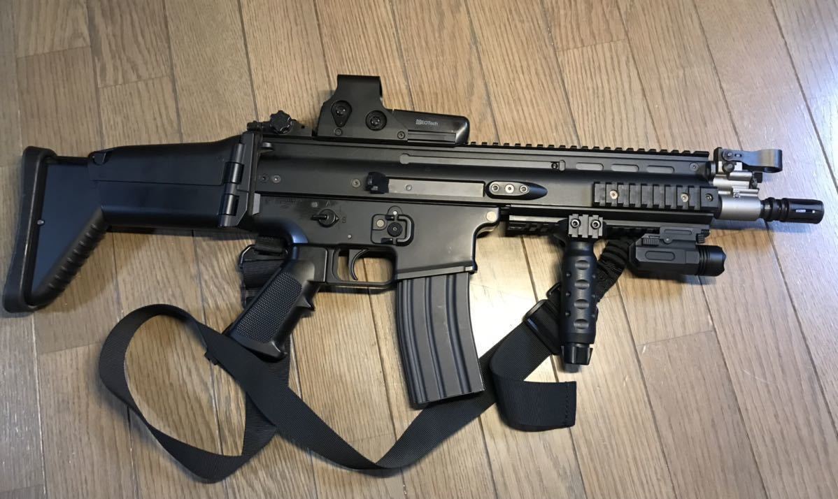 東京マルイ 次世代 SCAR-L スカーL ブラック CQC 10インチバレル EOTECHタイプサイト ライト フォアグリップ スリング付きの落札情報詳細 - ヤフオク落札価格検索 オークフリー