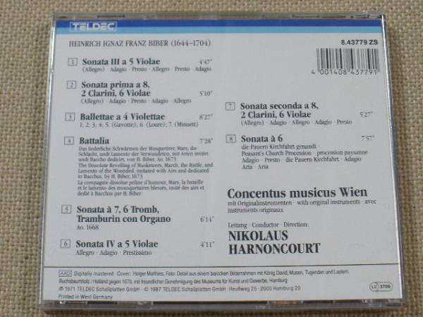 ビーバー／ソナタ集バロック音楽／アーノンクール,ウィーン・コンツェントゥス・ムジクス／TELDEC西独盤の落札情報詳細 - Yahoo!オークション落札価格検索 オークフリー