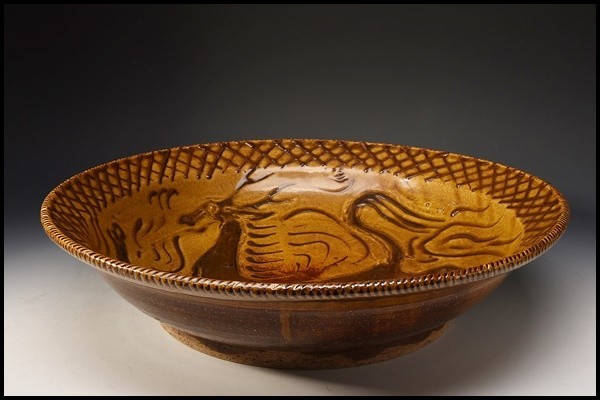 【中古】BL バーナード・リーチ 英国 民芸 ガレナ釉 筒描 グリフォン図 大皿 e053の落札情報詳細 - Yahoo!オークション落札価格検索 オークフリー